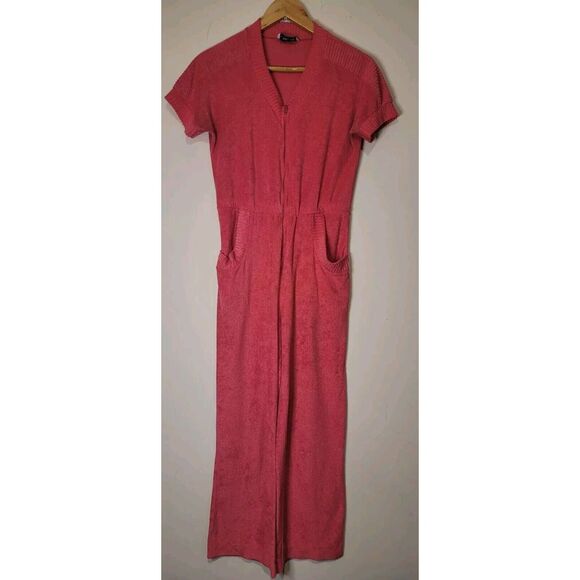 Pants & Jumpsuits | 19780 Pink Terry Cloth Jumpsuit Zip Up Small | Poshmark